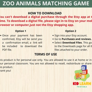 Zoo Animals Matching Game,zoo Animals Puzzle Pairs,puzzle Symmetry ...