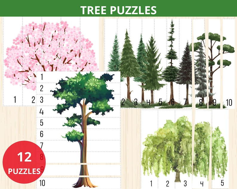 Tree Puzzle Kids,montessori Fall Wooden Puzzle,fall Number Sequence ...