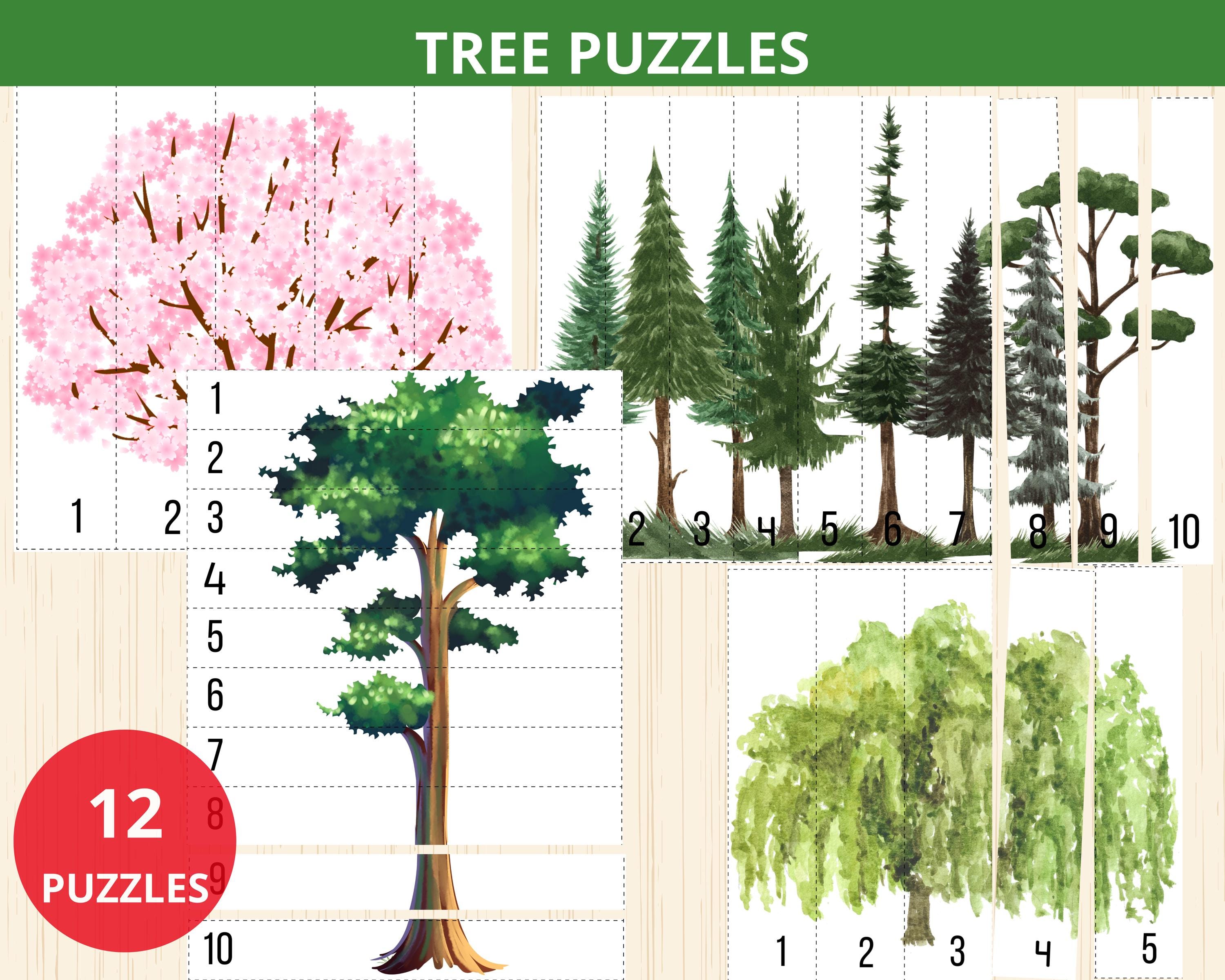 Tree Puzzle Kids,montessori Fall Wooden Puzzle,fall Number Sequence ...