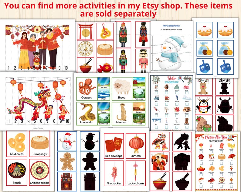 Chinese New Year Shadow Matching,matching Activity,lunar New Year ...