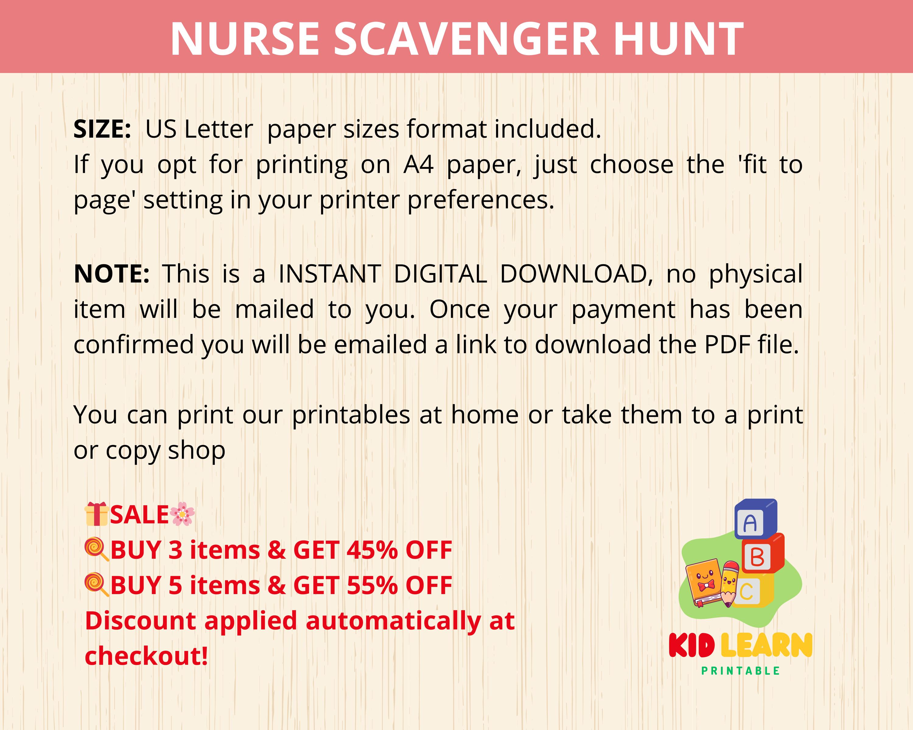 Nurse Scavenger Hunt,medical Scavenger Hunt,nurse Activities,nurse ...