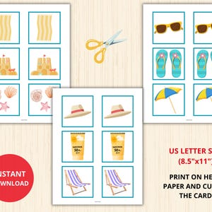 Beach Memory Game,summer Memory Card,beach Memory Match,beach Party ...