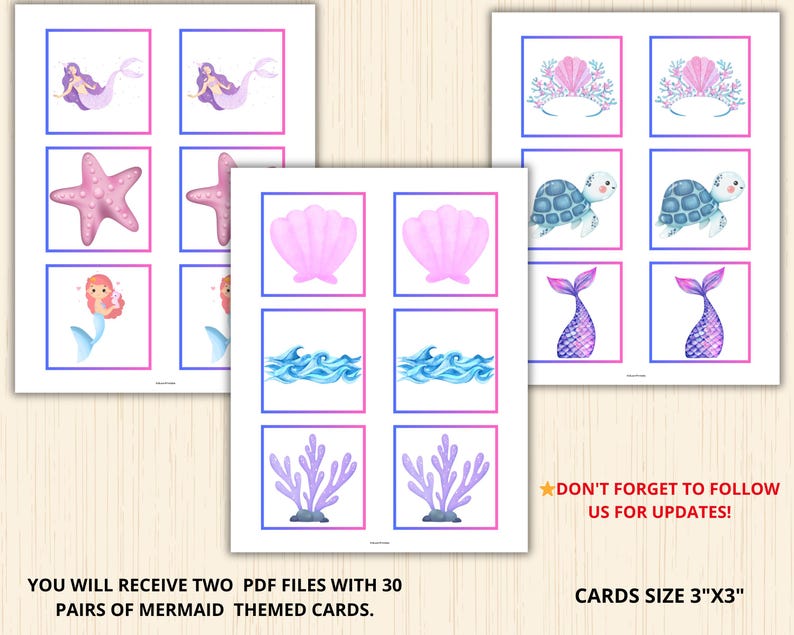 Mermaid Memory Game,little Mermaid Party Game,mermaid Birthday Party ...