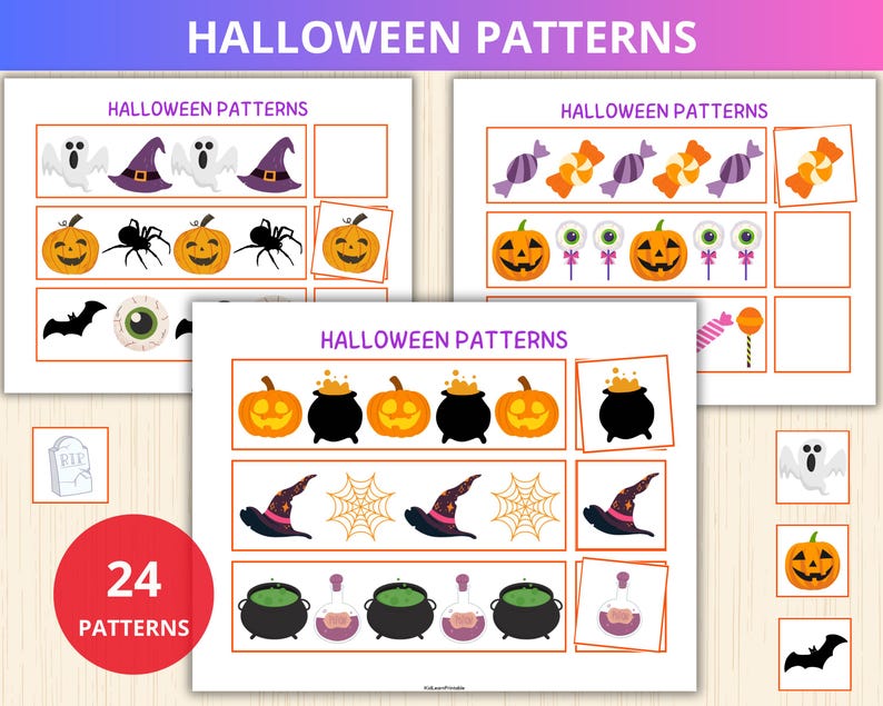 Halloween Patterns,halloween Montessori,pattern Worksheet,homeschool ...