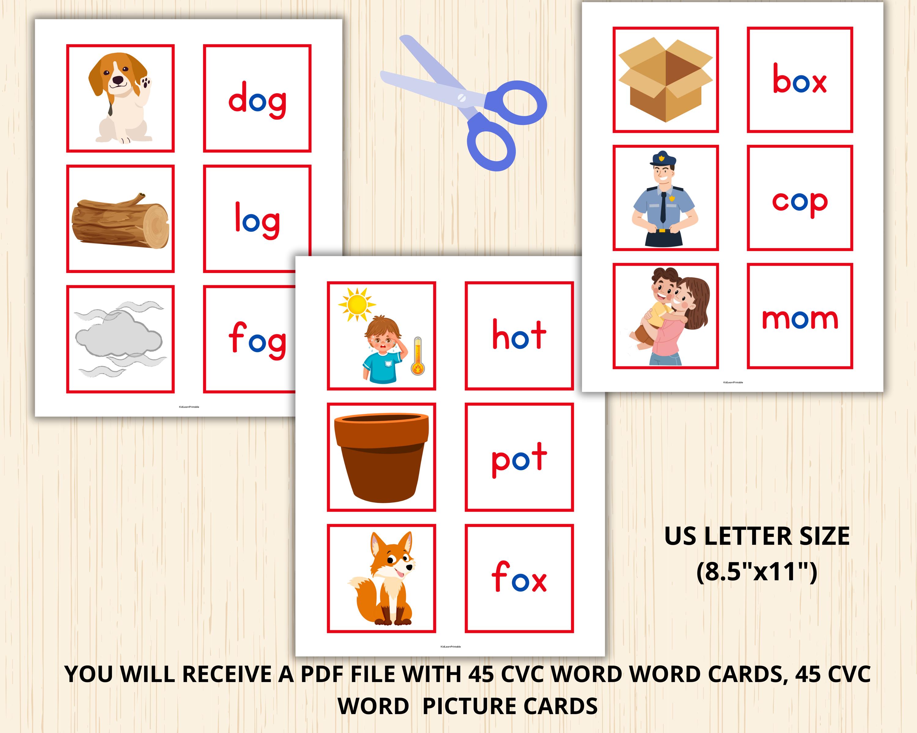 Cvc Word Cards,cvc Word and Picture Matching Activity,cvc Word Matching ...