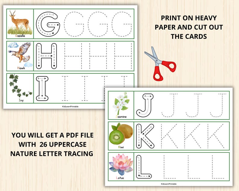 Nature Alphabet Cards Tracing Letters,nature Alphabet Cards,letter ...