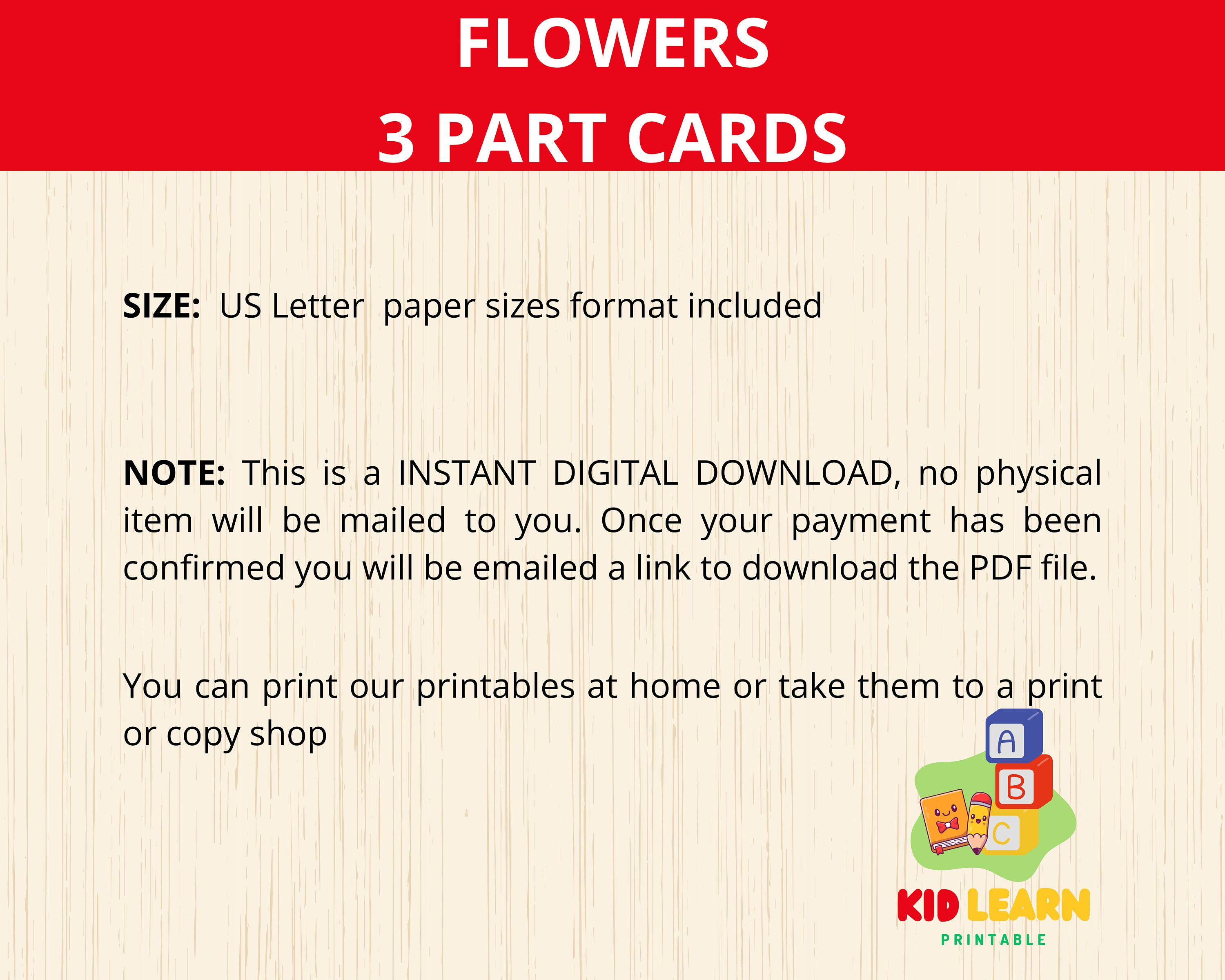 Flower 3-part Cards, Spring Montessori Activity,flowers Flashcards ...