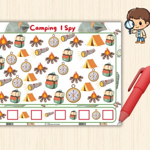 Camping I Spy Counting Activity,look and Find,summer I Spy,camping Busy ...