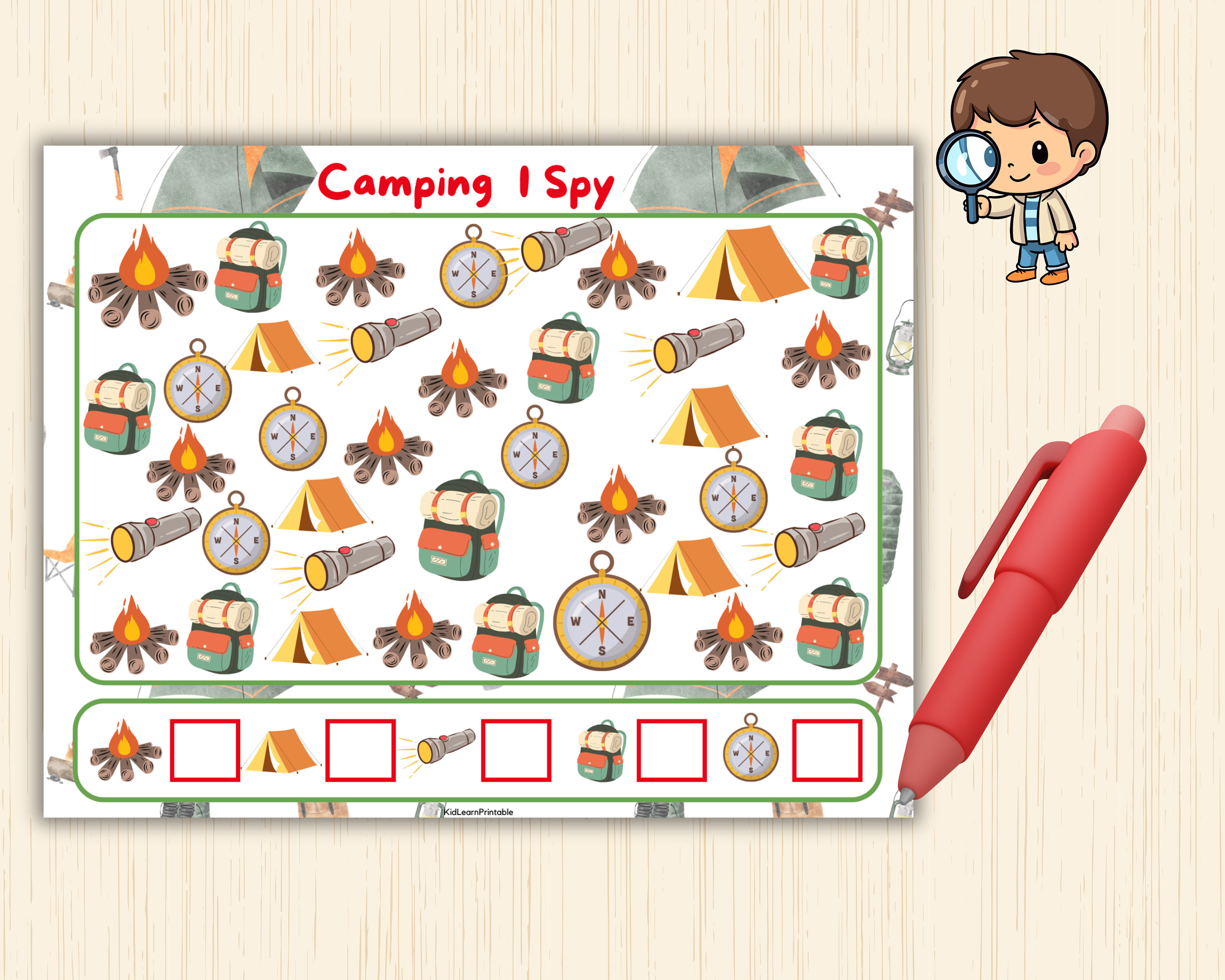 Camping I Spy Counting Activity,look and Find,summer I Spy,camping Busy ...