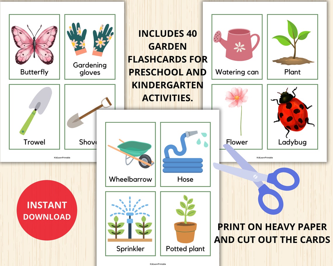 Montessori Garden Cards,gardening Flashcards,garden Preschool,gardening ...