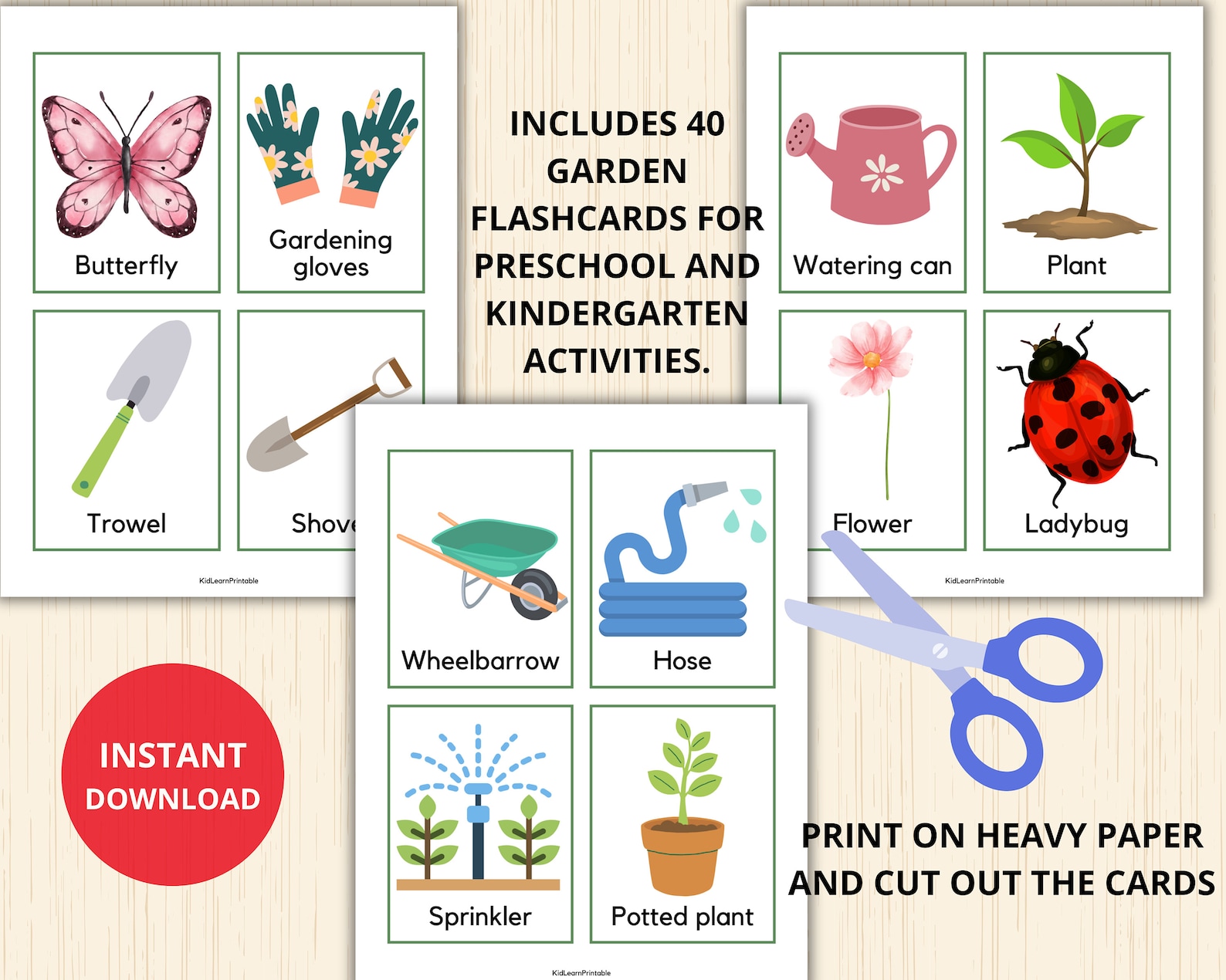 Montessori Garden Cards, Preschool Printable, Garden Flashcards ...