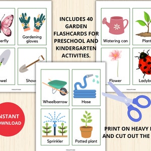 Montessori Garden Cards, Preschool Printable, Garden Flashcards ...