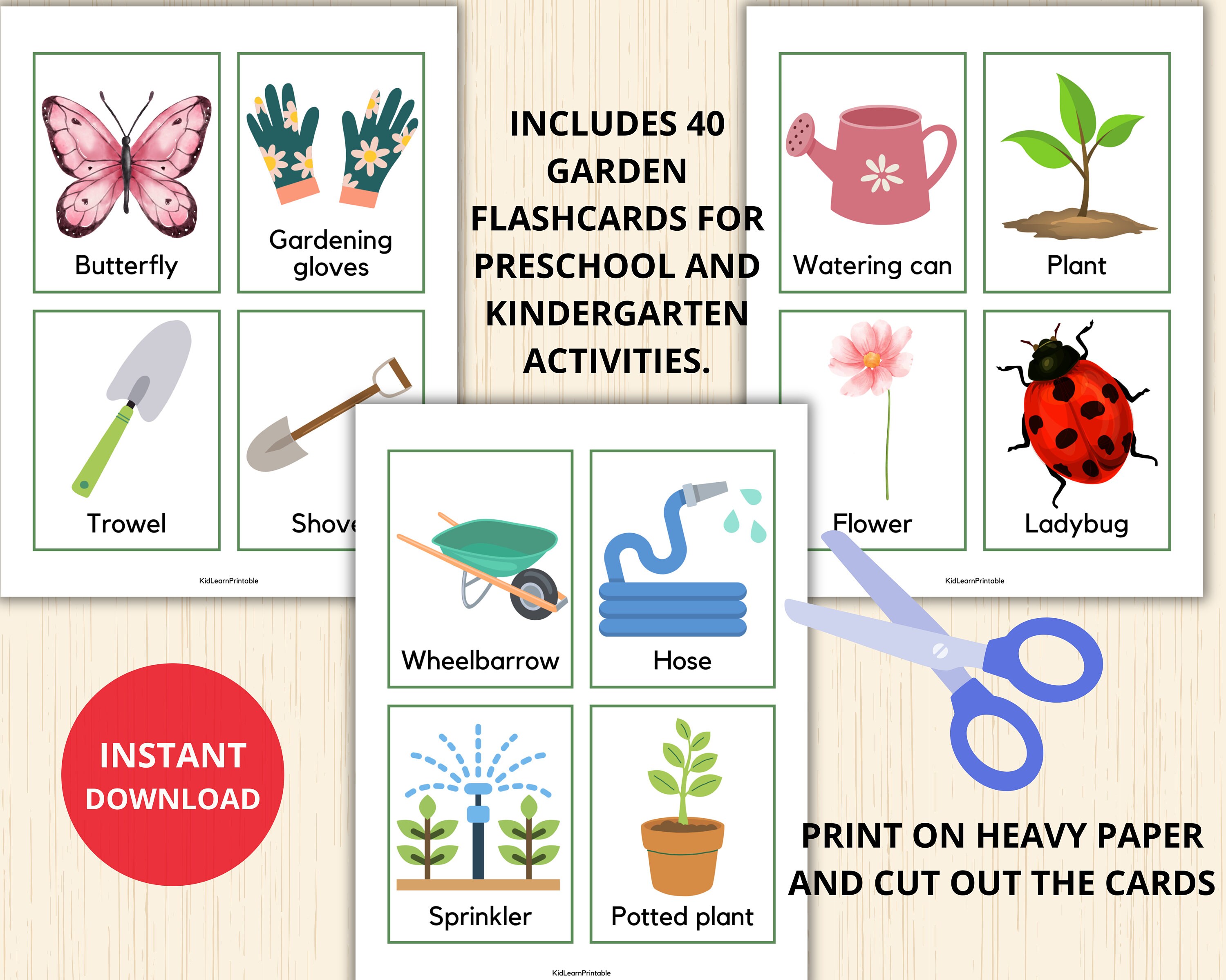 Montessori Garden Cards, Preschool Printable, Garden Flashcards ...