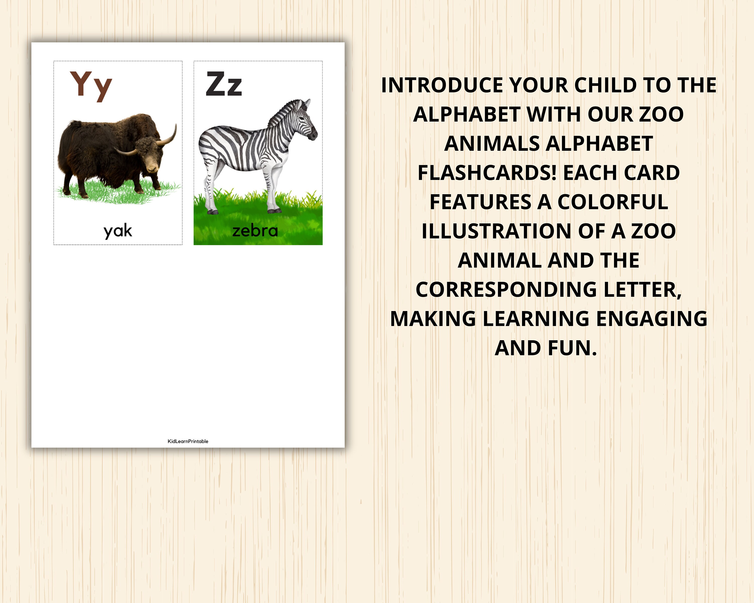 Zoo Animal Alphabet Cards,animals Flashcards,animals Montessori,safari ...