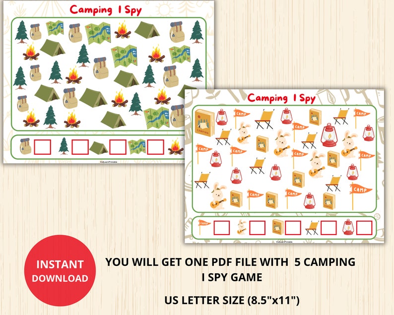 Camping I Spy Counting Activity,look and Find,summer I Spy,camping Busy ...