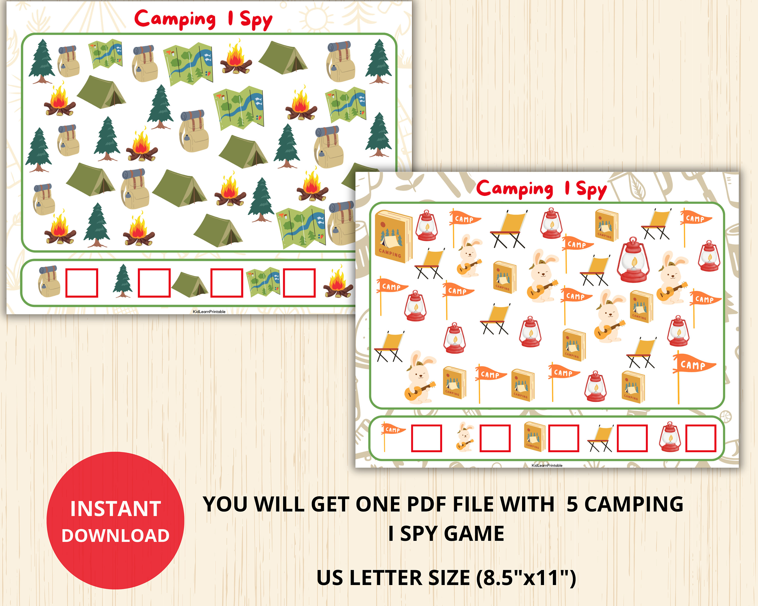 Camping I Spy Counting Activity,look and Find,summer I Spy,camping Busy ...