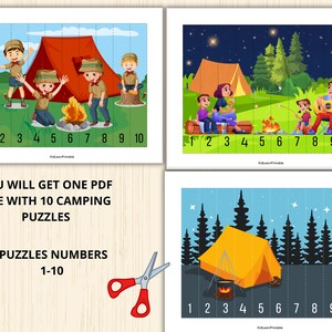 Camping Puzzle,camping Number Sequence,numbers 1-10,camping Summer ...