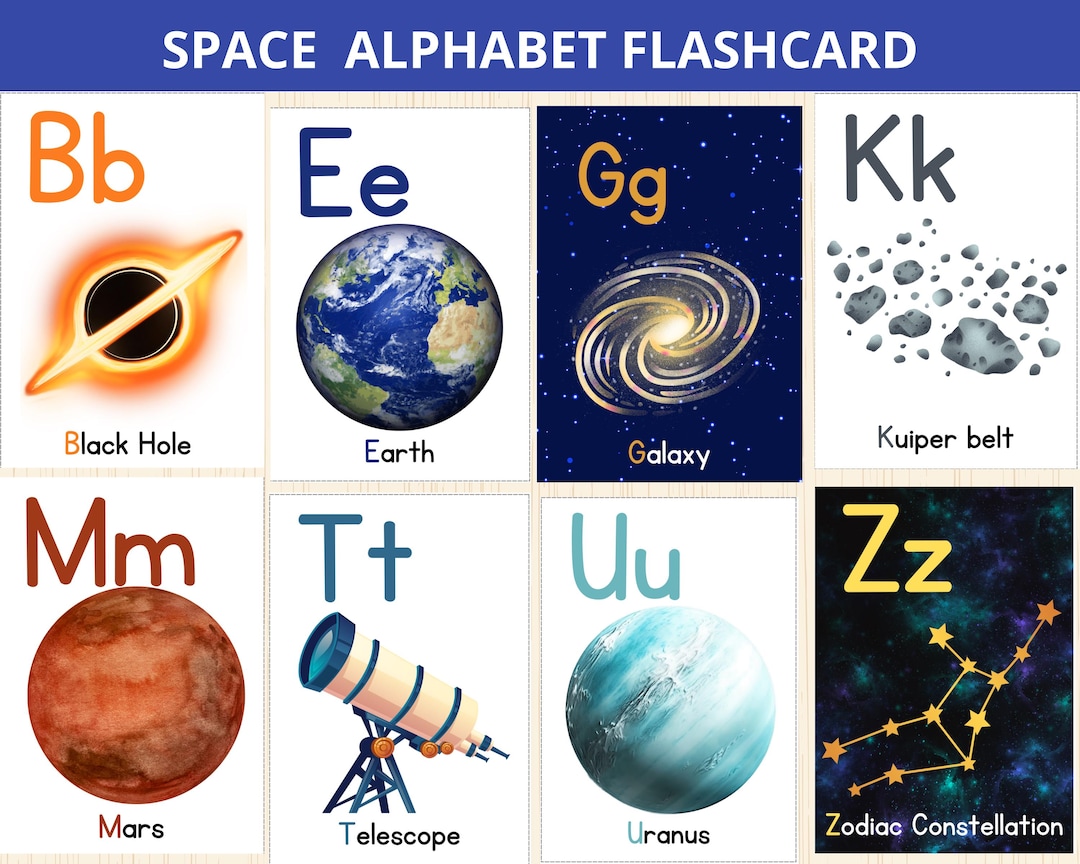Outer Space Alphabet Flashcard,space ABC Cards,space Vocabulary,space ...