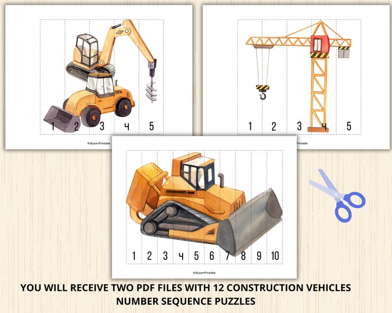 Construction Vehicles Puzzles,vehicles Number Sequence Puzzle,vehicles ...