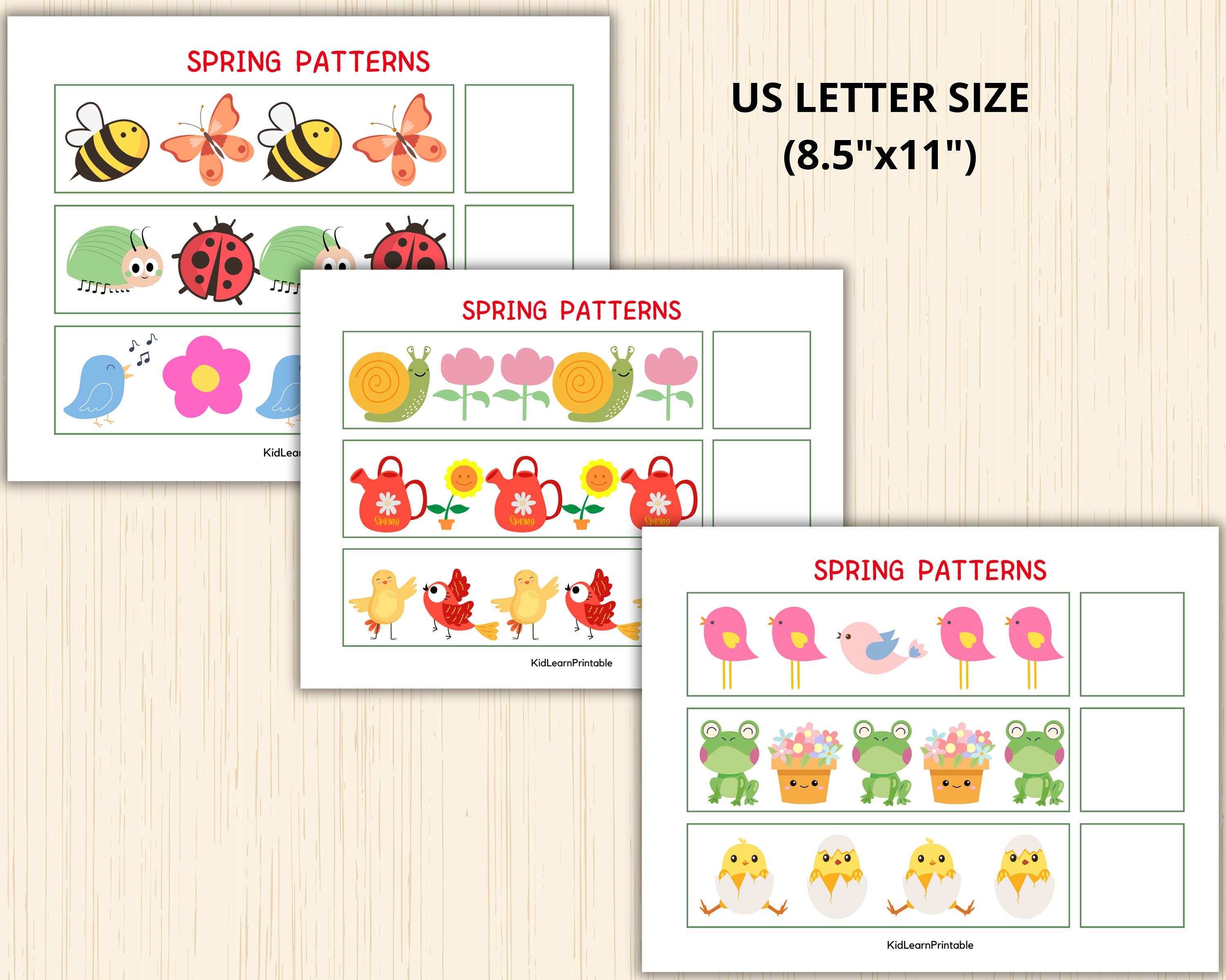 Spring Patterns, Cut and Paste Patterns, Preschool Worksheets, Learning ...