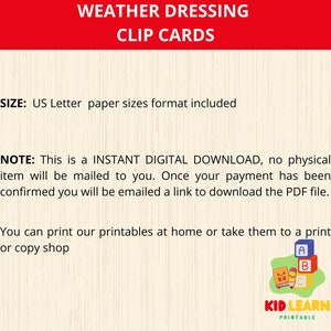 Weather Dressing Clip Cards, Weather Temperature Dressing for Kids ...