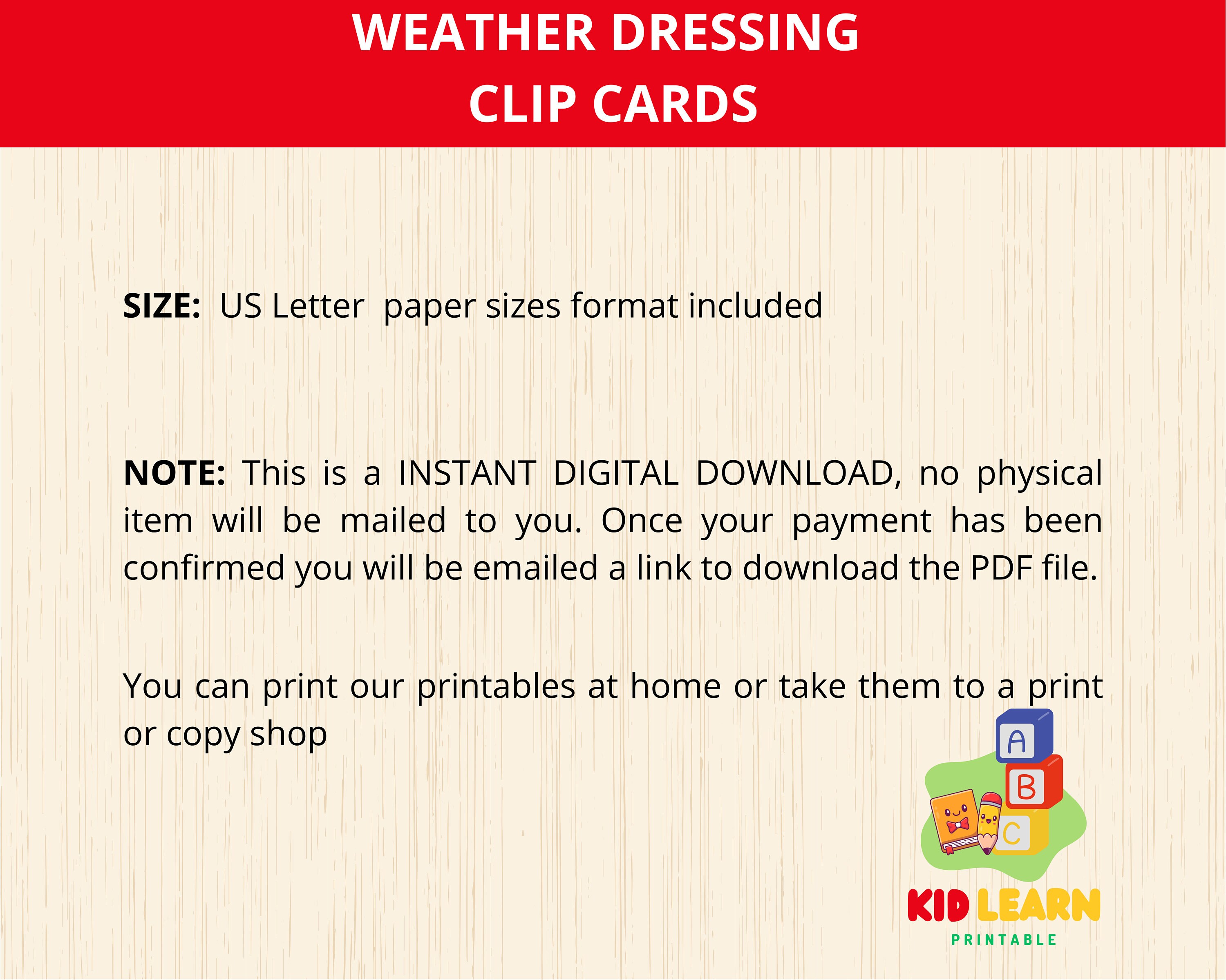 Weather Dressing Clip Cards, Weather Temperature Dressing for Kids ...