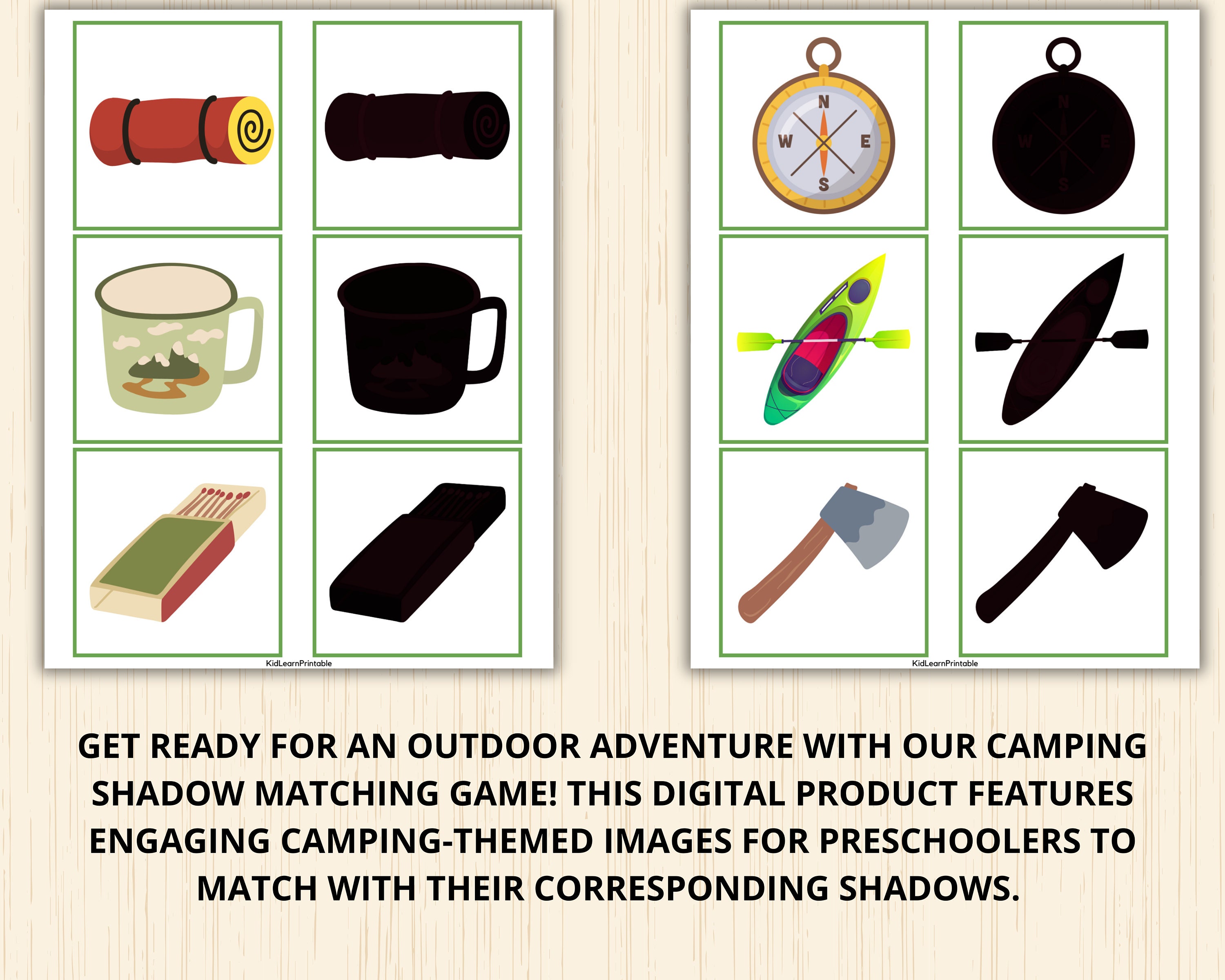 Camping Shadow Matching,camping Flashcards,camping Worksheet,preschool ...