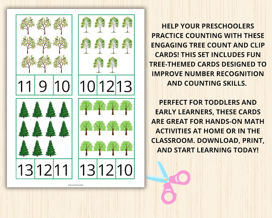 Tree Count and Clip Cards,spring Counting Cards,tree Math Activity,tree ...