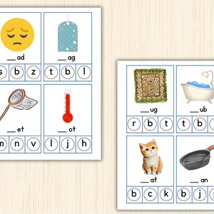 CVC Word Clip Cards, Beginning Sound, Alphabet Phonics, Montessori ...