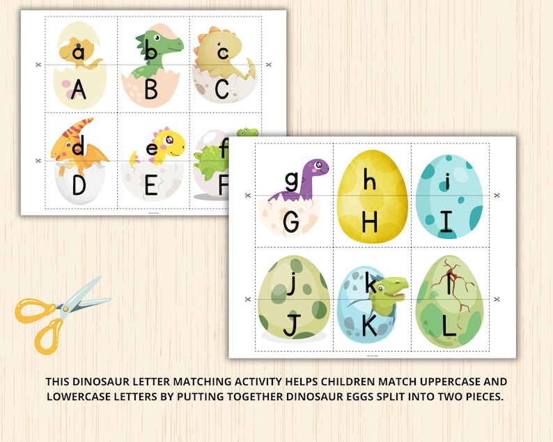 Dinosaur Letter Matching,abc Matching Game,uppercase Lowercase Letters ...