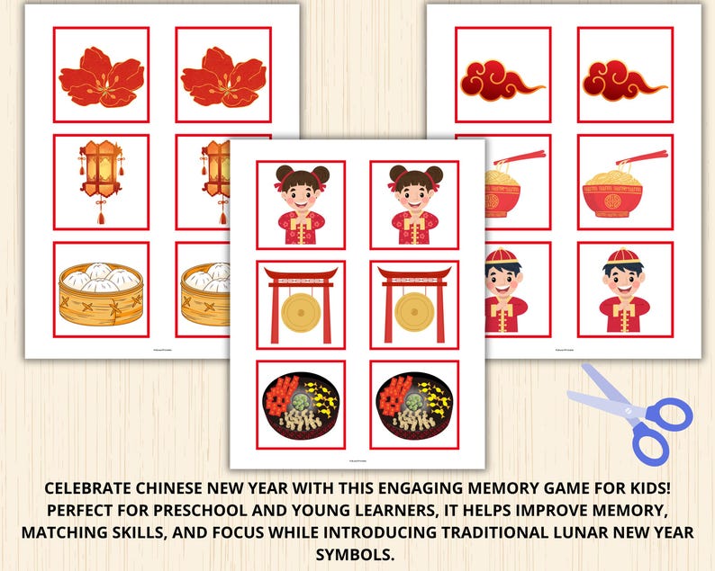 Chinese New Year Memory Game,lunar New Year Matching Activity,memory ...