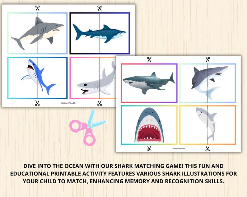 Shark Symmetry Puzzles,summer Matching Activity,visual Skills,animal ...