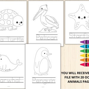 Ocean Animals Tracing,ocean Animal Coloring Pages,tracing Sea Animals ...