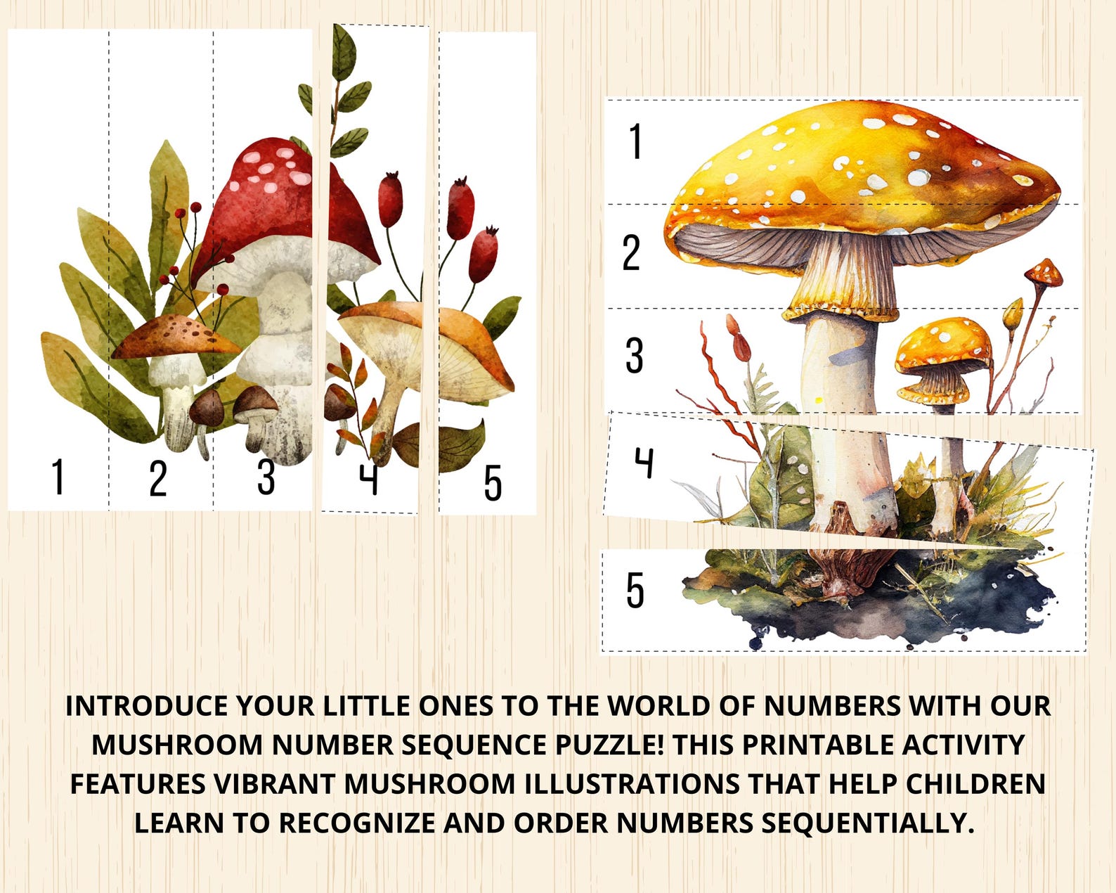 Preschool Autumn,mushroom Puzzle Number Sequence,mushroom Number ...