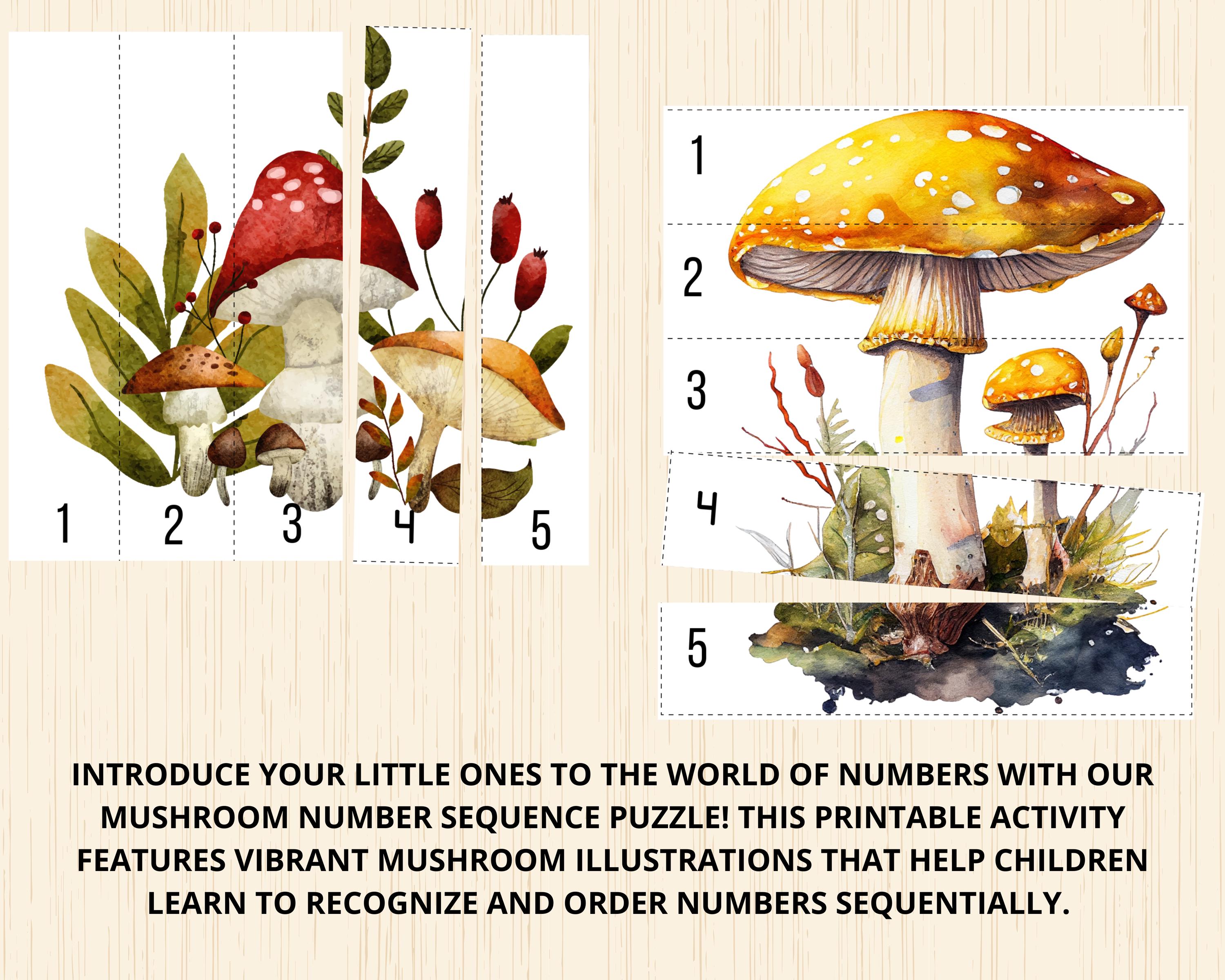 Preschool Autumn,mushroom Puzzle Number Sequence,mushroom Number ...