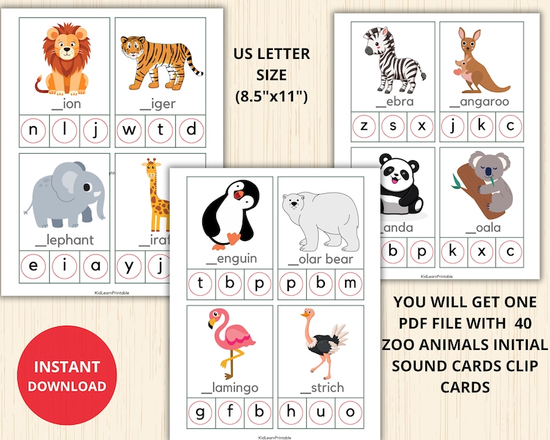 Zoo Animals Beginning Sounds,zoo Montessori,animals Preschool,preschool ...