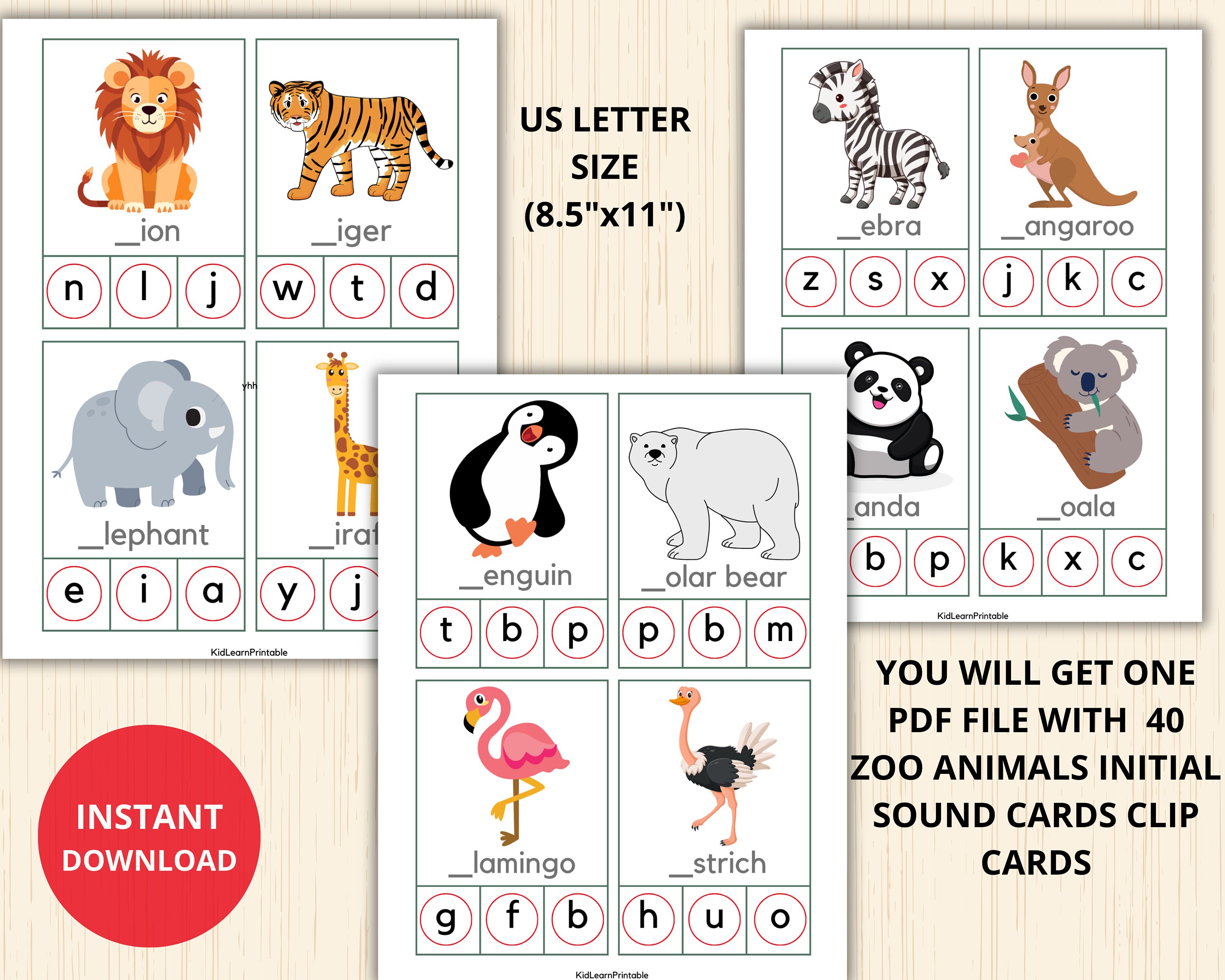 Zoo Animals Beginning Sounds,zoo Montessori,animals Preschool,preschool ...