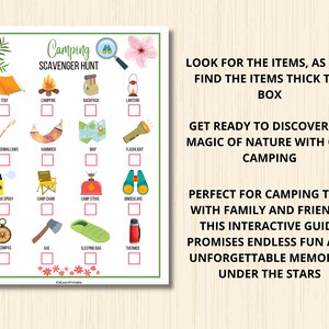 Camping Scavenger Hunt,camping Treasure Hunt,indoor Outdoor Scavenger ...