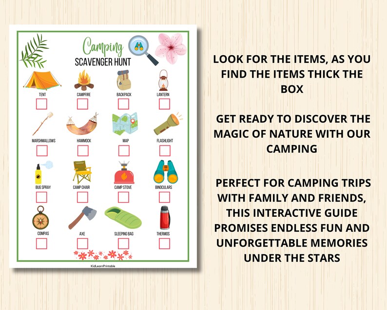 Camping Scavenger Hunt,camping Treasure Hunt,indoor Outdoor Scavenger ...