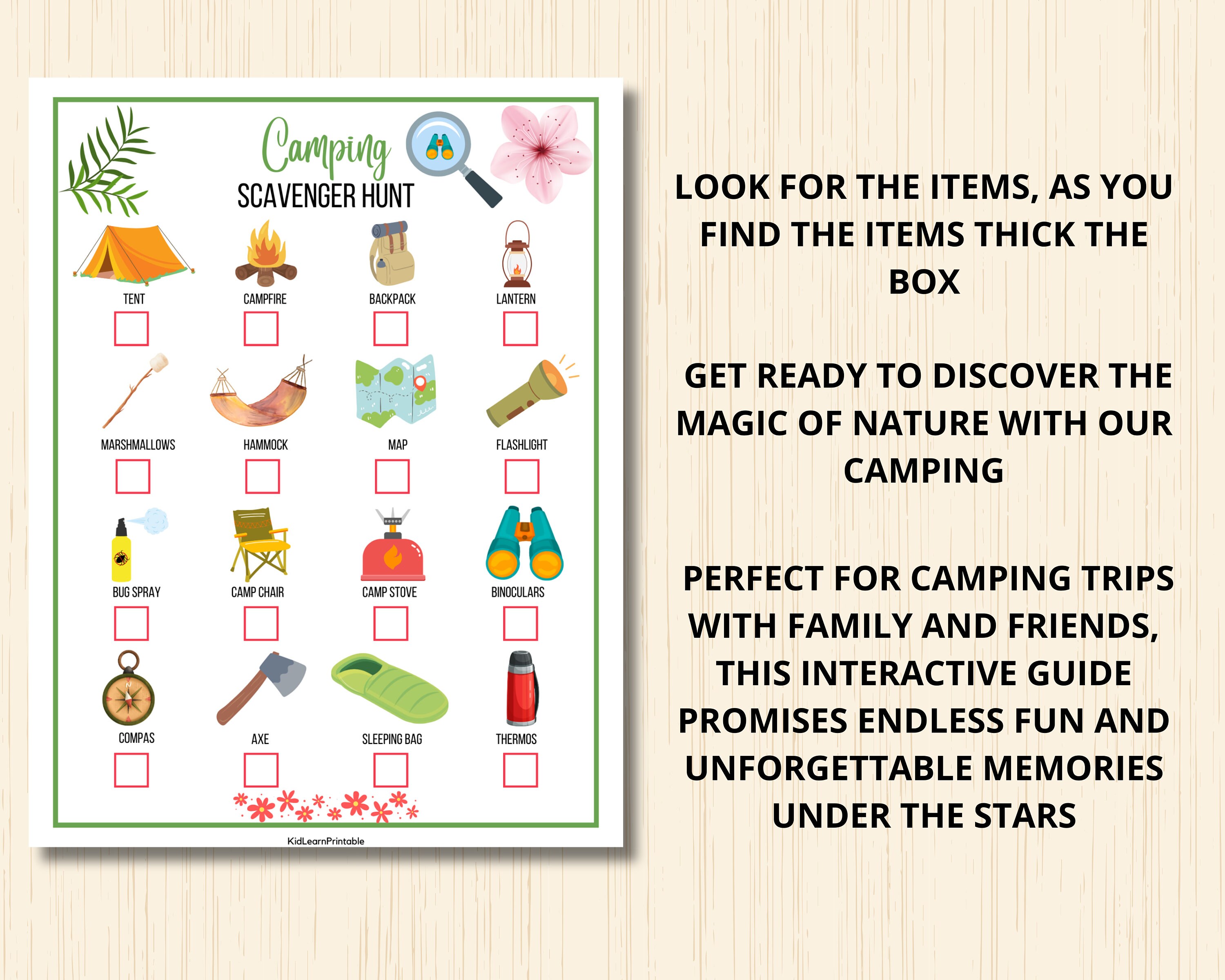 Camping Scavenger Hunt,camping Treasure Hunt,indoor Outdoor Scavenger ...