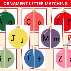 Ornament Letter Match,winter Alphabet Matching,uppercase Lowercase ...