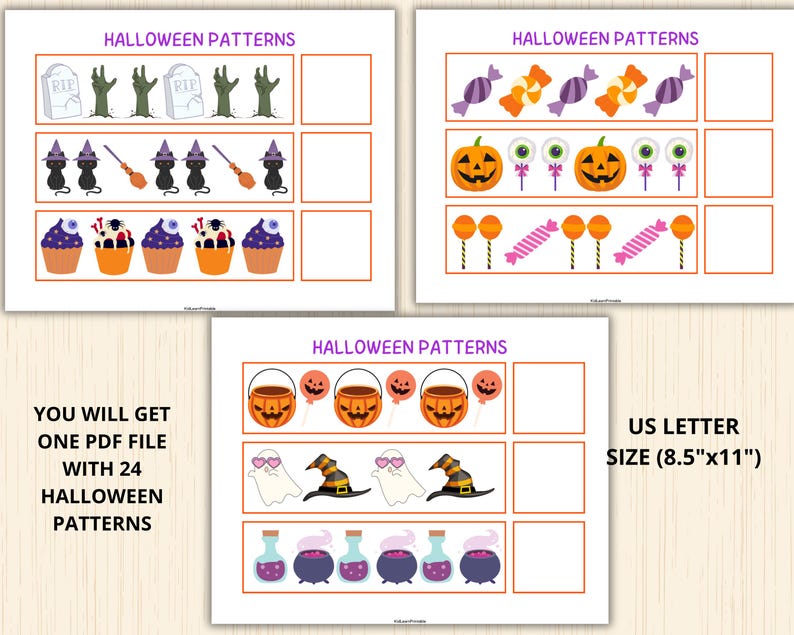 Halloween Patterns,halloween Montessori,pattern Worksheet,homeschool ...