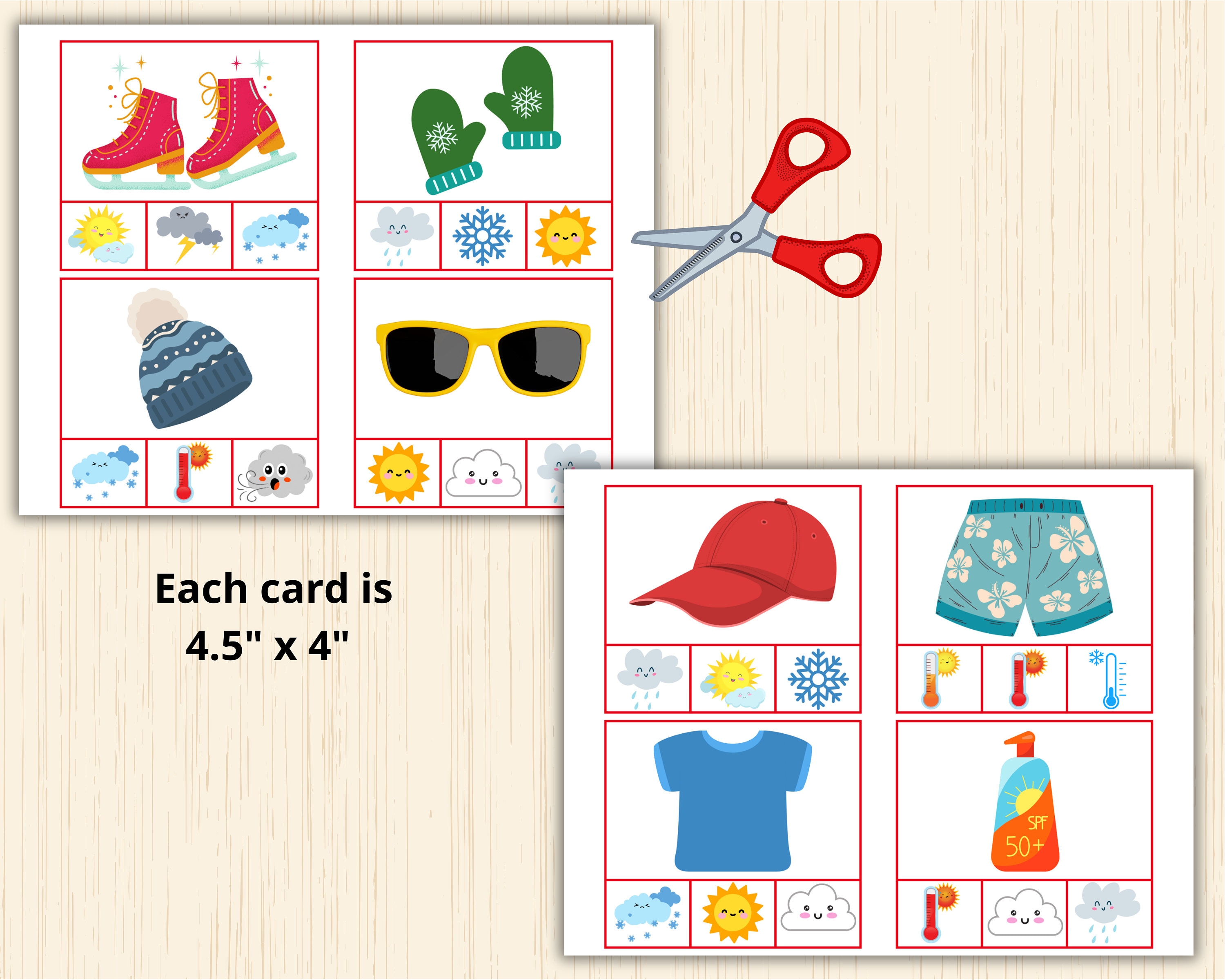 Weather Dressing Clip Cards, Weather Temperature Dressing for Kids ...