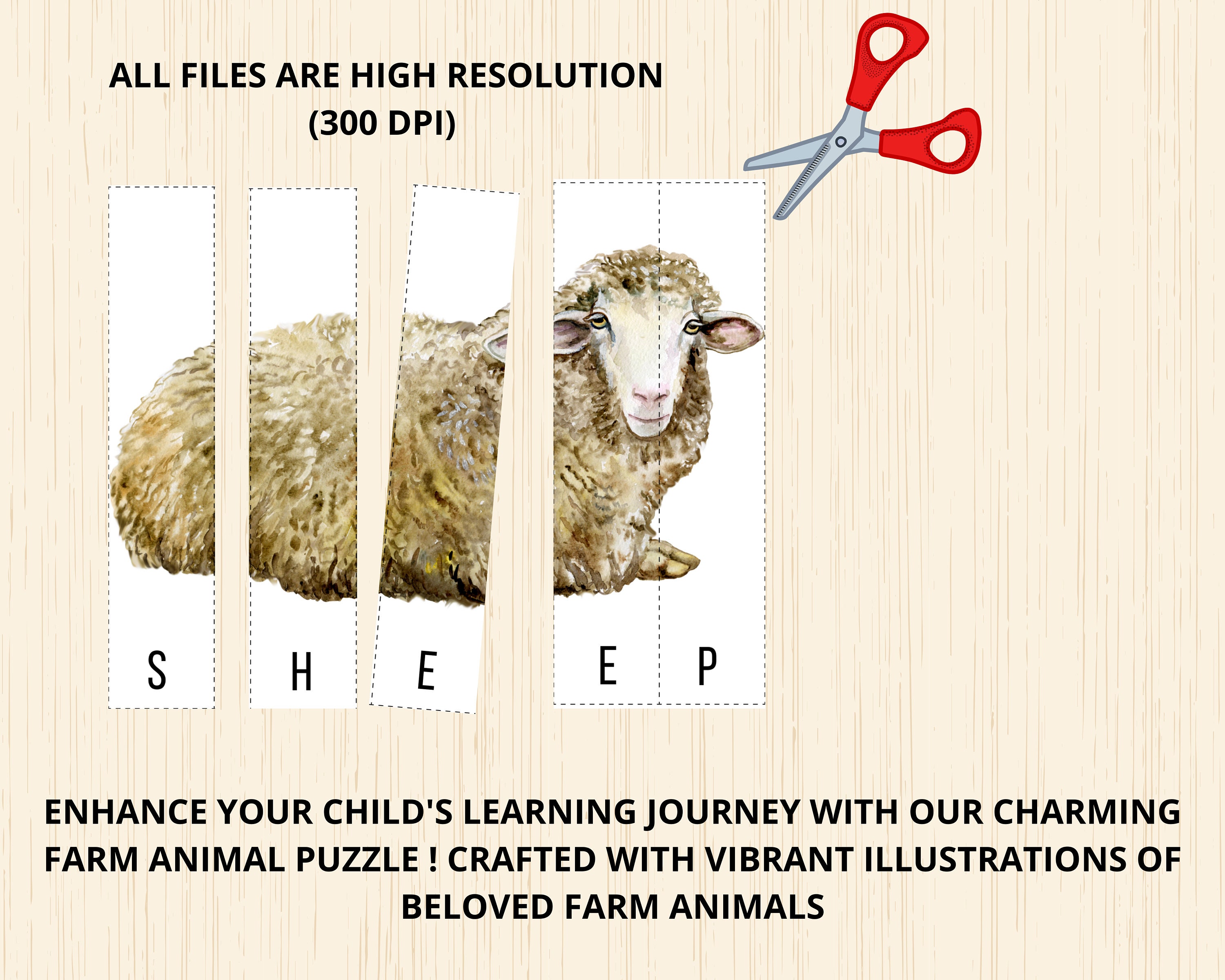 Farm Animals Puzzle, Farm Activity,farm Matching Game,letter ...