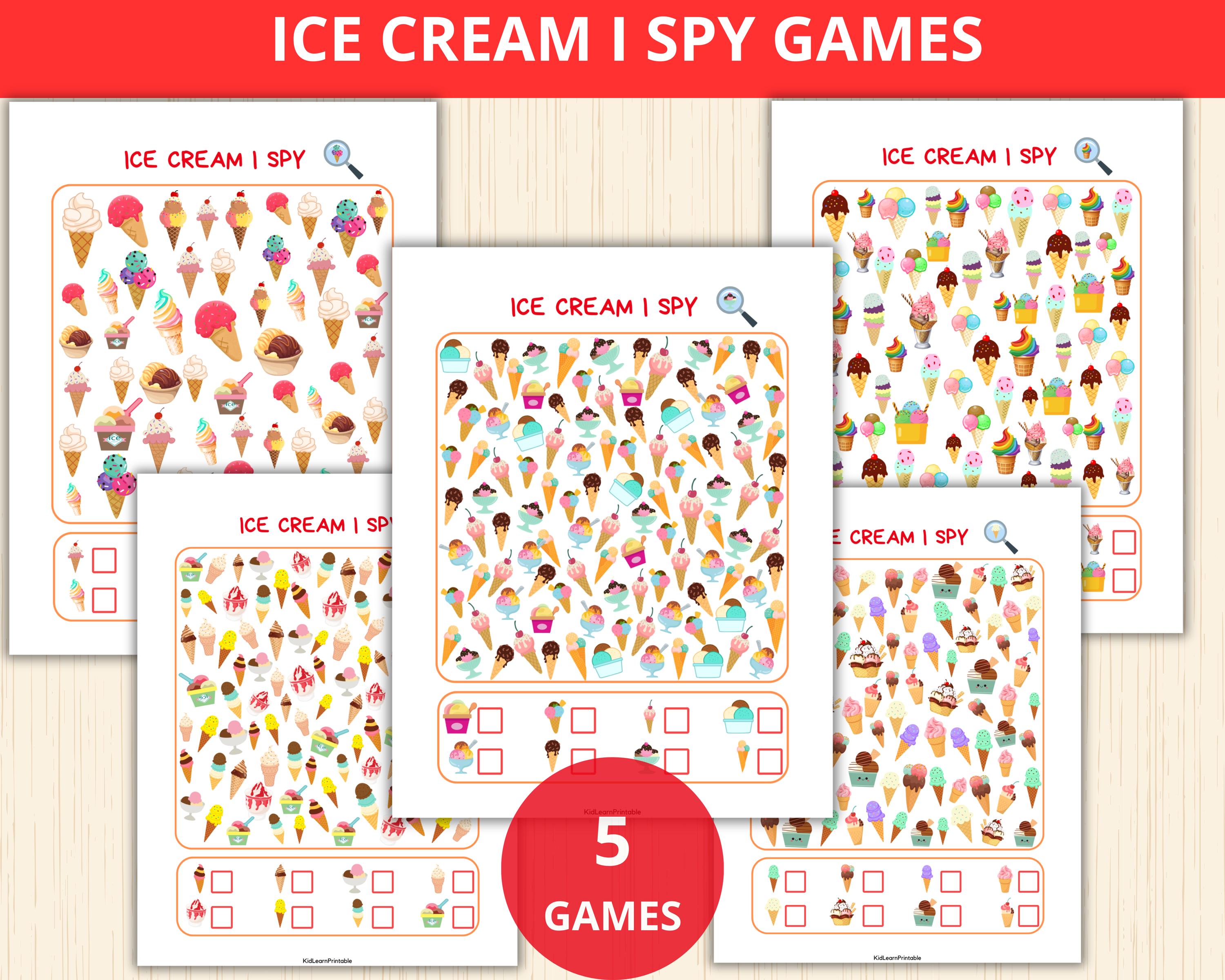 Ice Cream I Spy,ice Cream Activity,summer I Spy,summer Preschool ...