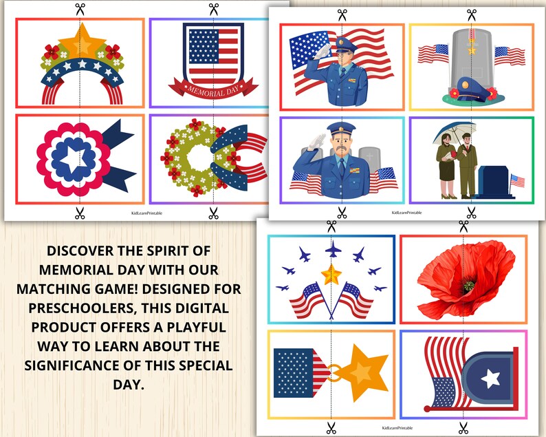 Memorial Day Matching Activity,memorial Day Puzzles,symmetry Puzzles ...