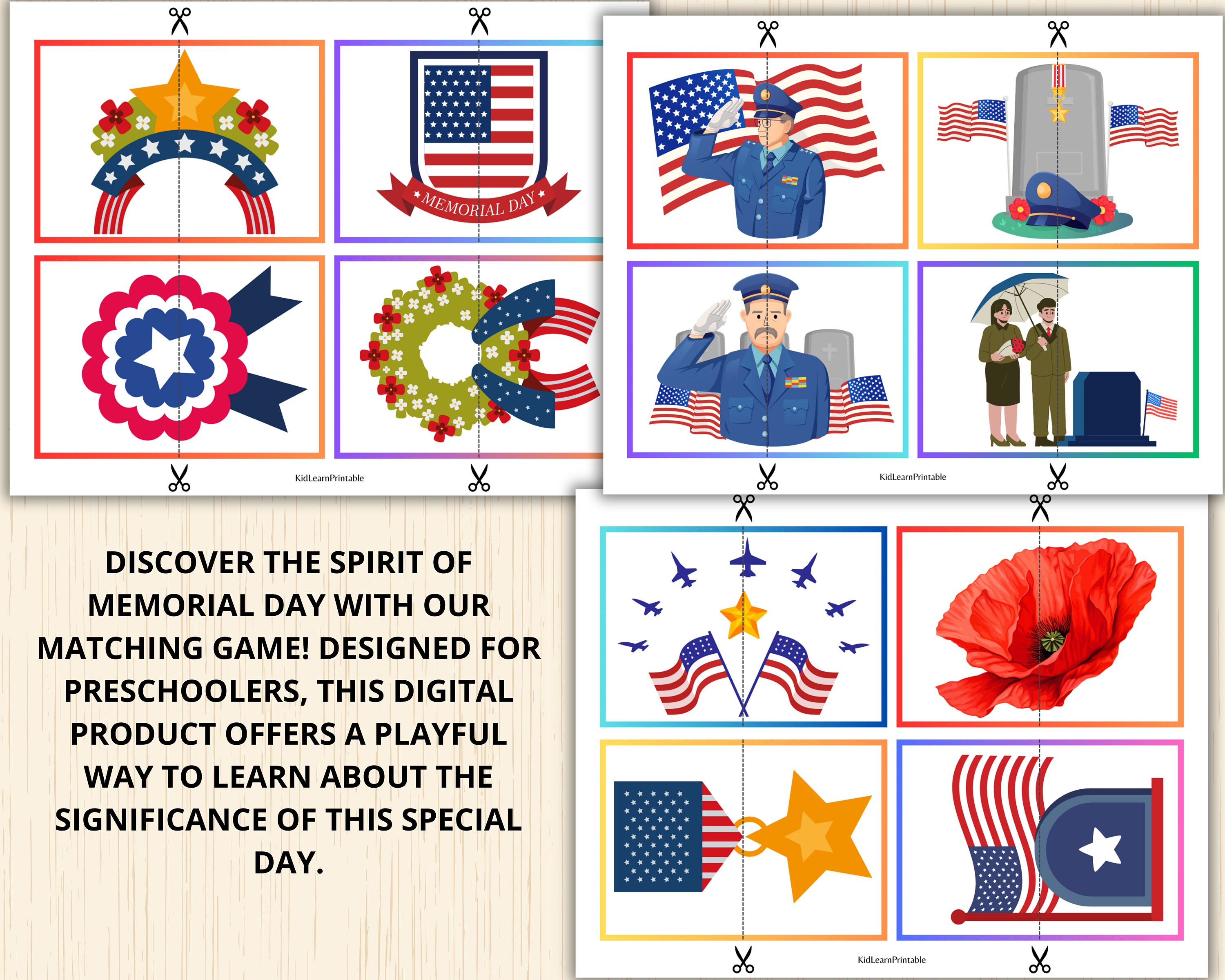 Memorial Day Matching Activity,memorial Day Puzzles,symmetry Puzzles ...