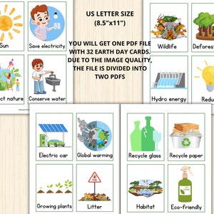 Earth Day Montessori 3 Part Cards,earth Day Flashcards,ecology Cards ...