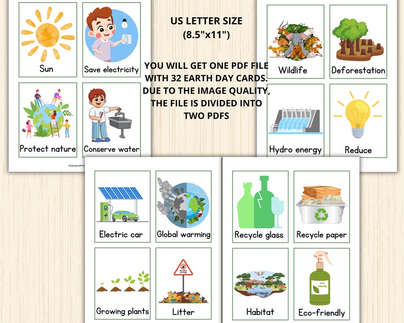 Earth Day Montessori 3 Part Cards,earth Day Flashcards,ecology Cards ...