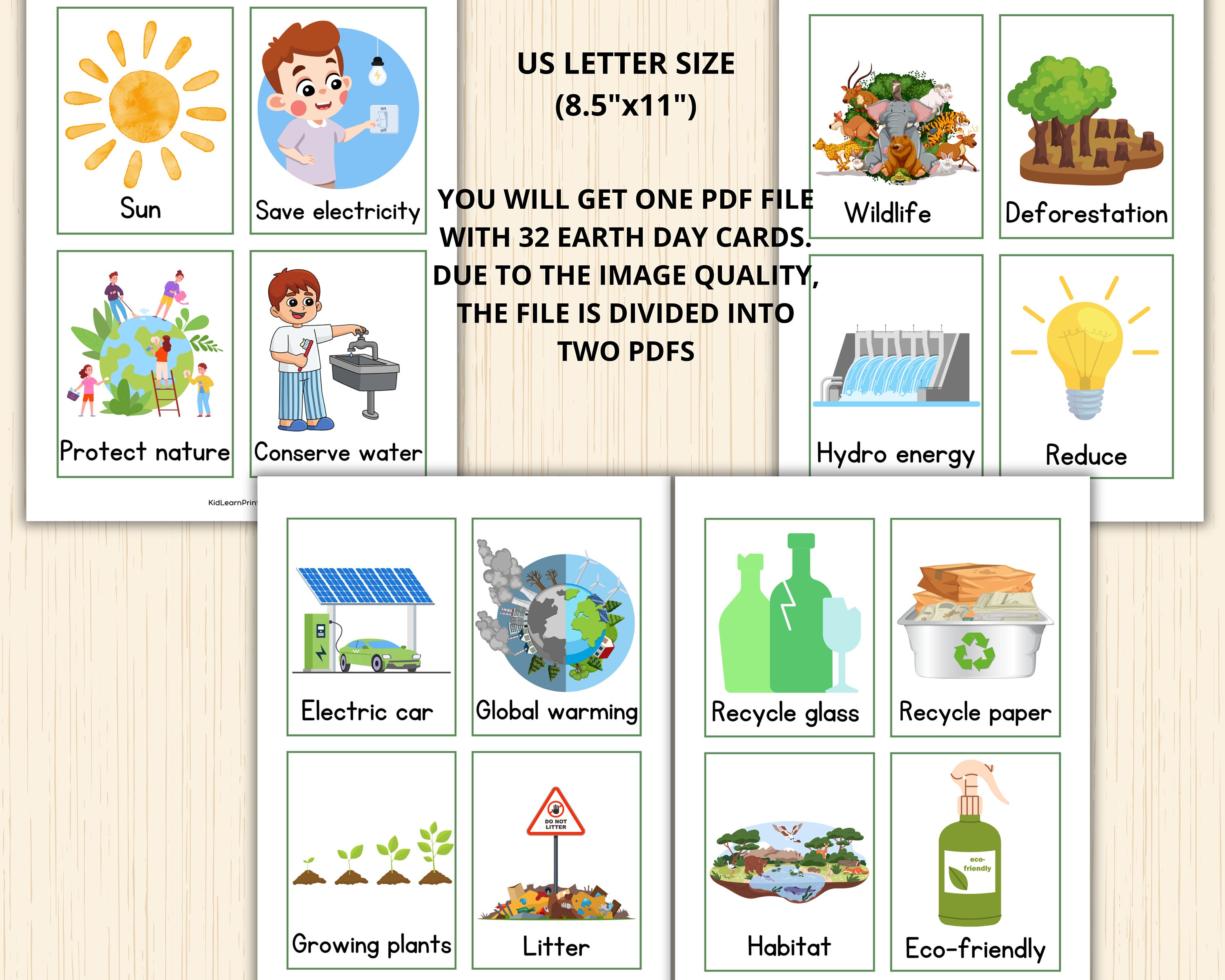 Earth Day Montessori 3 Part Cards,earth Day Flashcards,ecology Cards ...